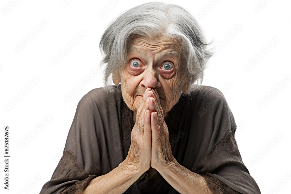 Guilty Old Woman Expression Isolated on transparent background Stock ...