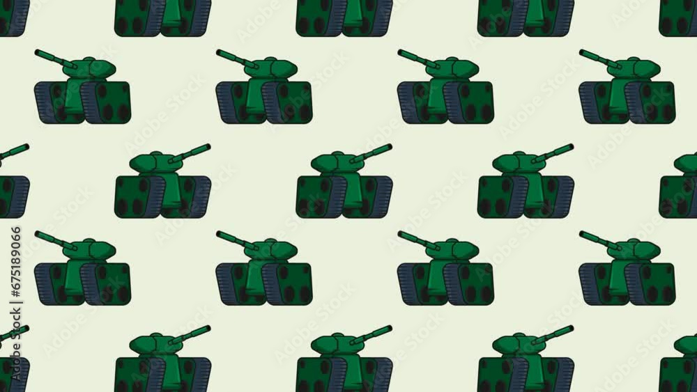 Battle army track tank with green coloring and long barrel animated ...