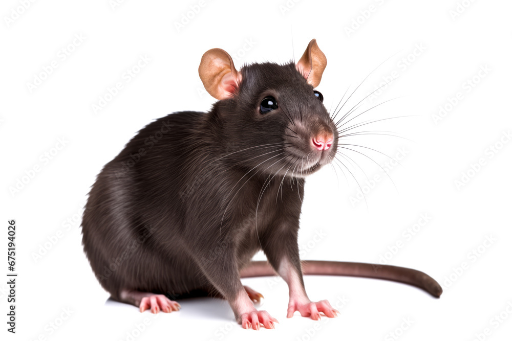 Black rat Rattus rattus also known as ship rat or roof rat, cut out and ...