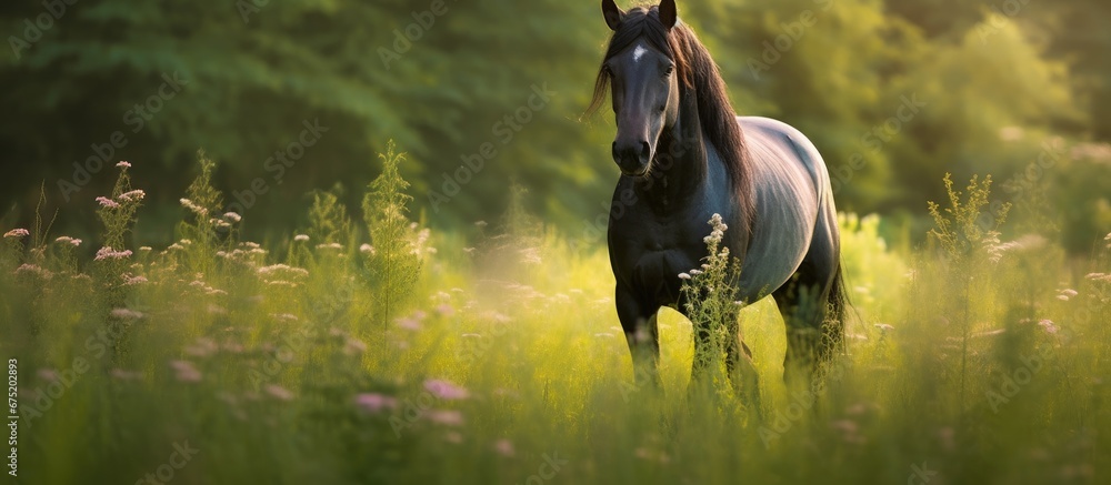 In the summer the vibrant green grass of the field is adorned with the ...