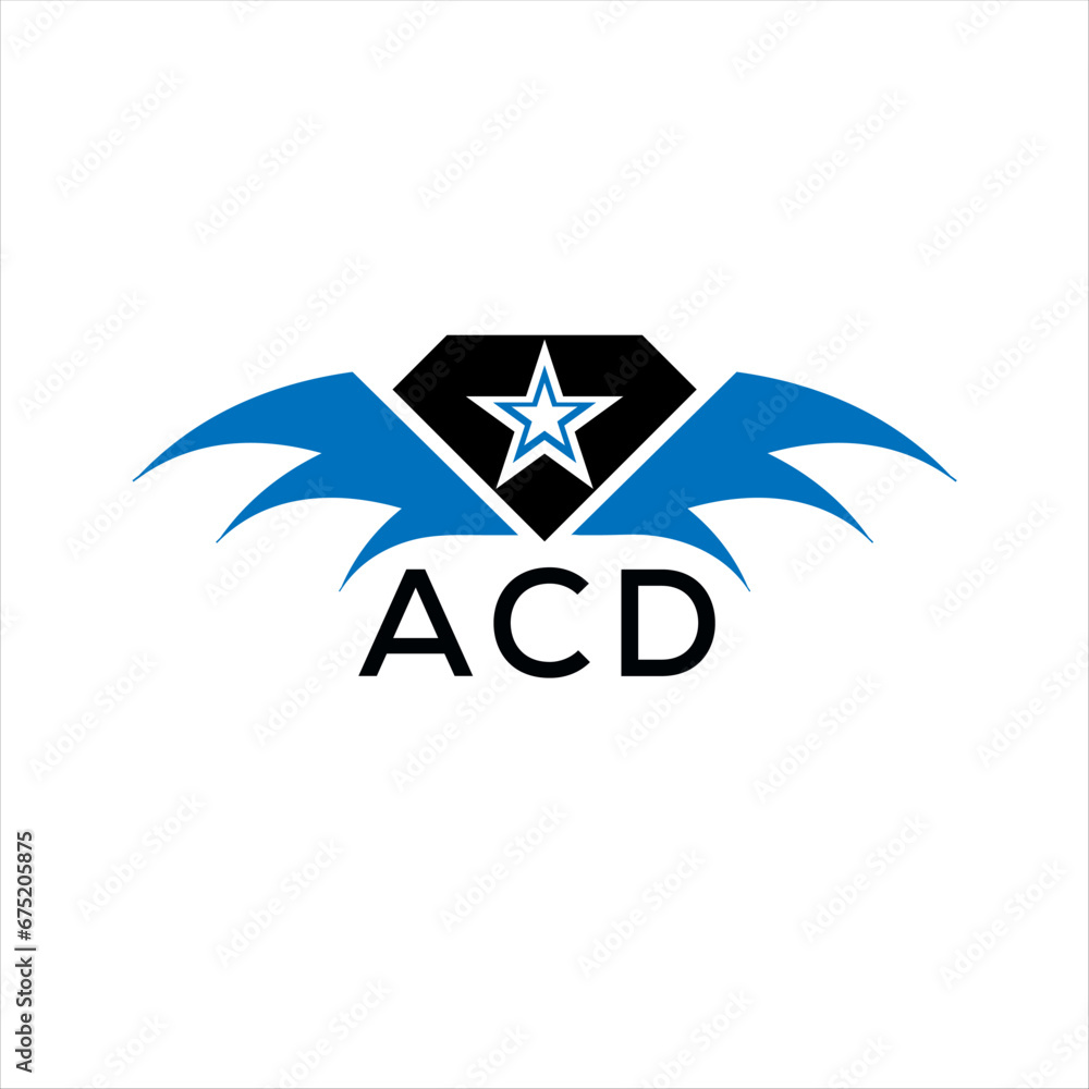 ACD letter logo. technology icon blue image on white background. ACD ...