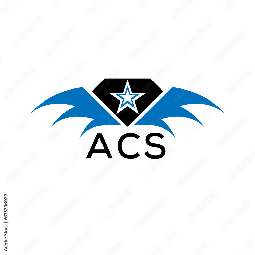 ACS letter logo. technology icon blue image on white background. ACS ...