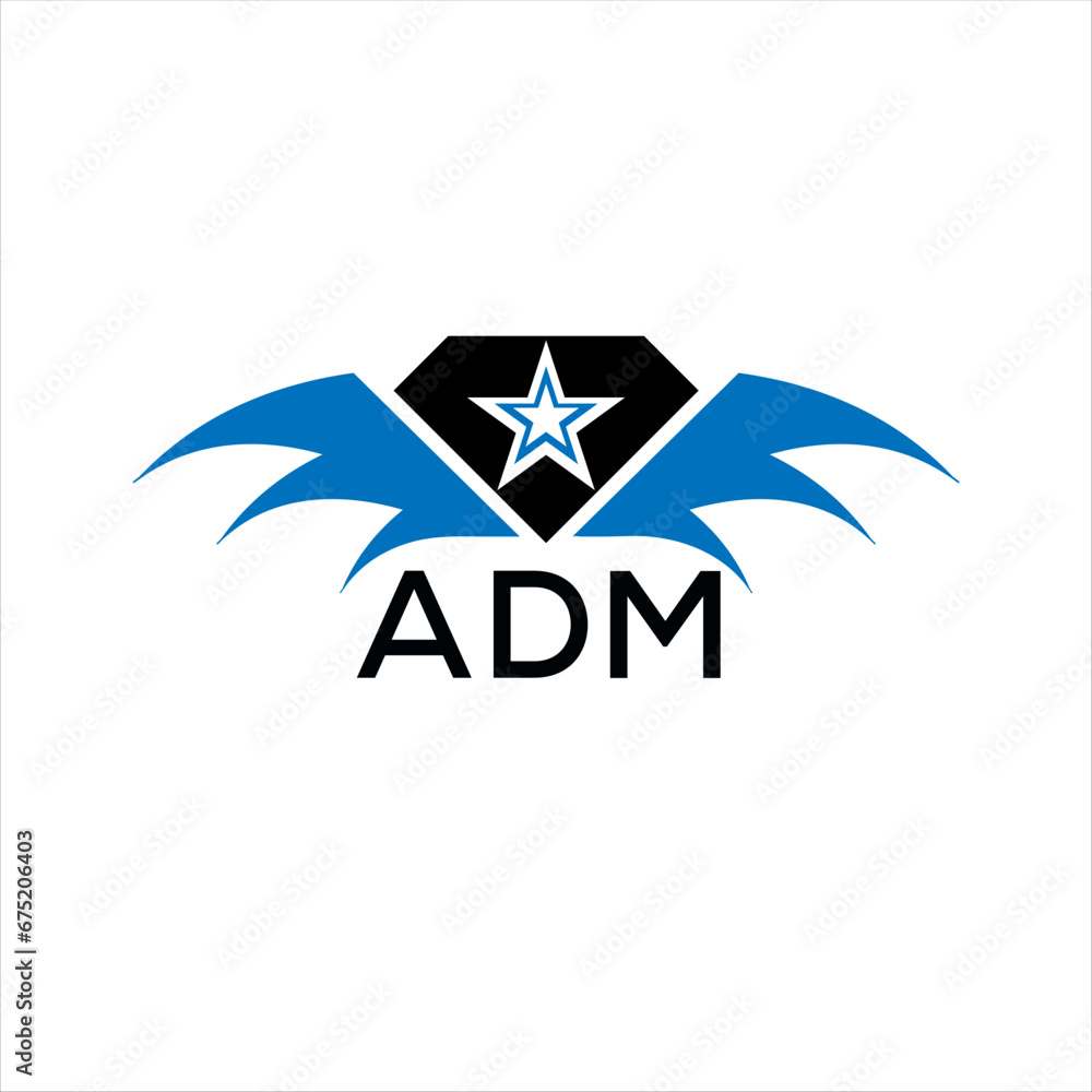 ADM letter logo. technology icon blue image on white background. ADM ...