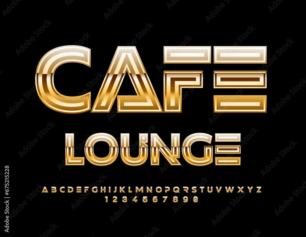 Vector elite sign Cafe Lounge. Exclusive Gold Font. Futuristic style ...