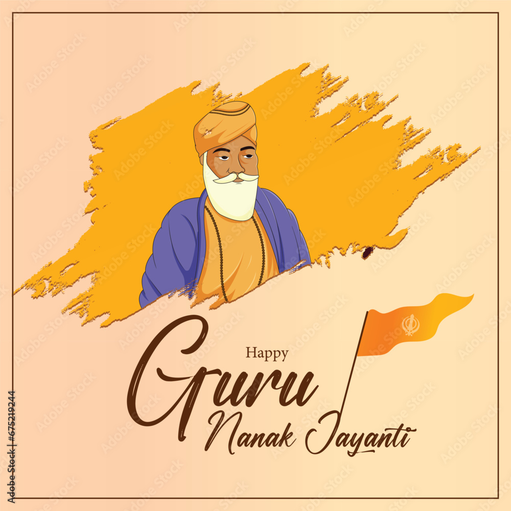 Vector illustration of Guru Nanak Dev, Prakash Parv festival ...