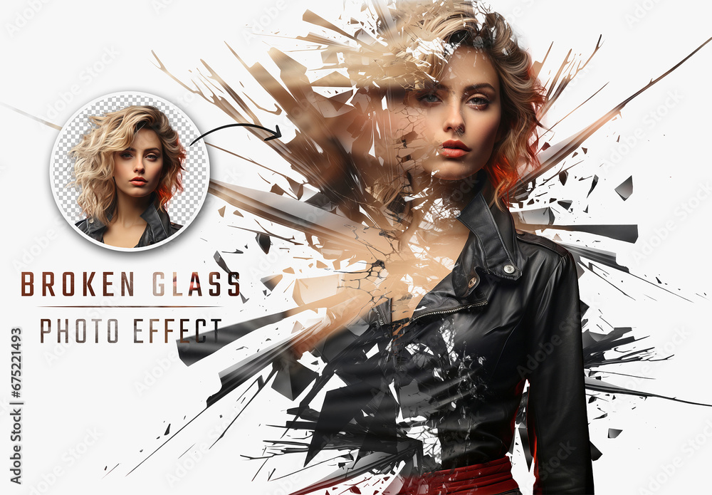 Broken Glass Shattered Photo Effect Mockup. Generative Ai Stock ...