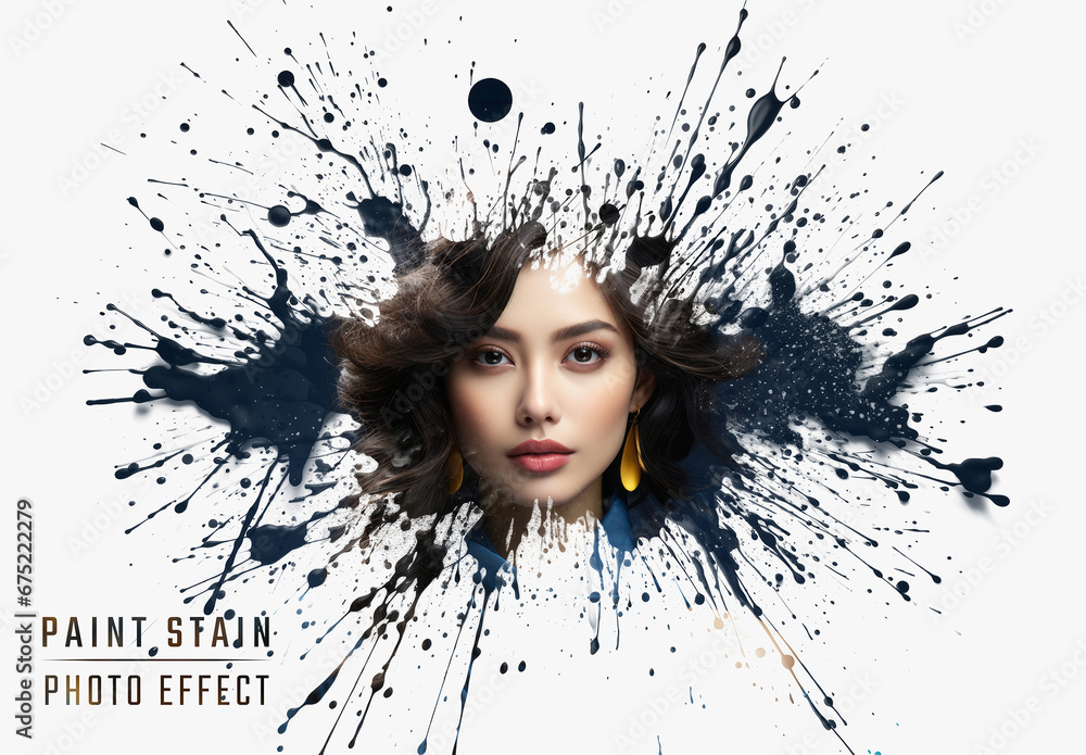 Paint Stains Dispersion Photo Effect Mockup. Generative Ai Stock ...