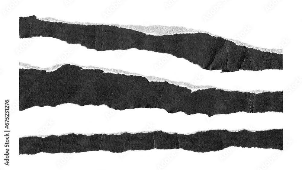 torn and ripped paper lines stripes with jagged edges from black paper ...