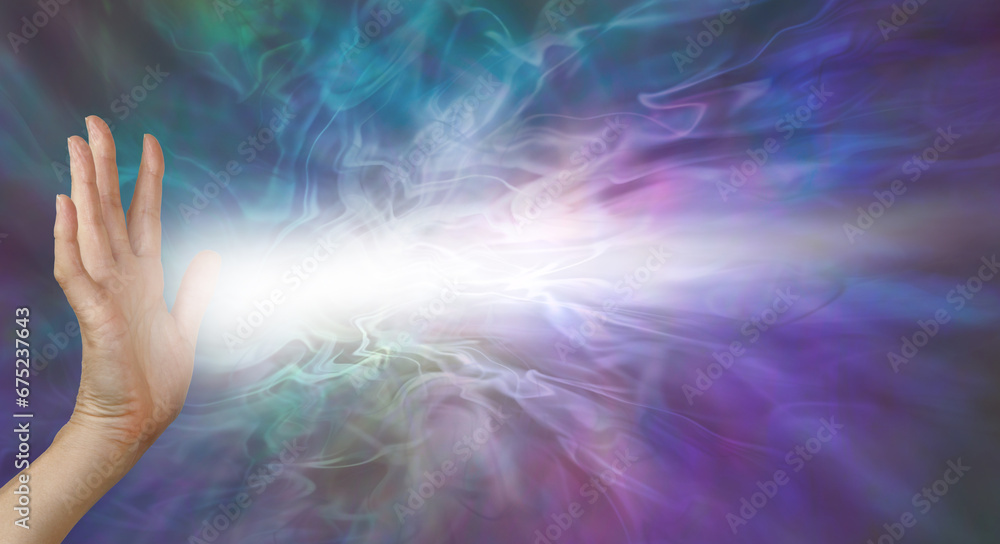 Beaming gentle pranic healing energy from palm chakra - female open ...