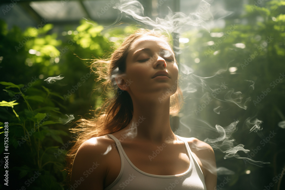 young girl symbolizes act of breathing, capturing invisible and ...