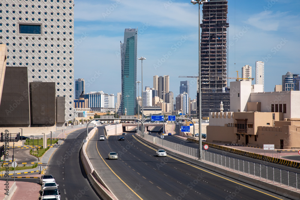 Kuwait City Skyline in the Persian Gulf. The capital of Kuwait, Middle ...