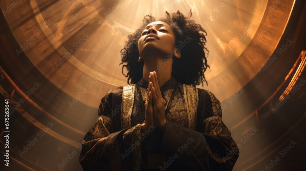 Spiritual black woman in prayer. The concept of deep faith Stock Photo ...