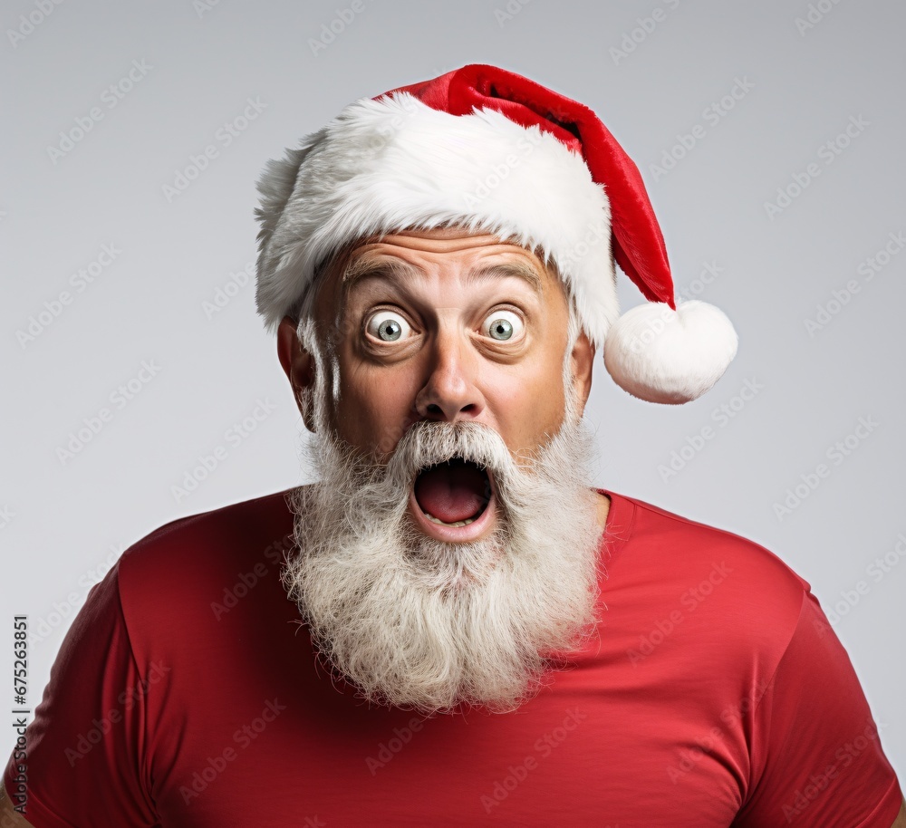 santa face holding his hands while shouting loudly, photo-realistic ...