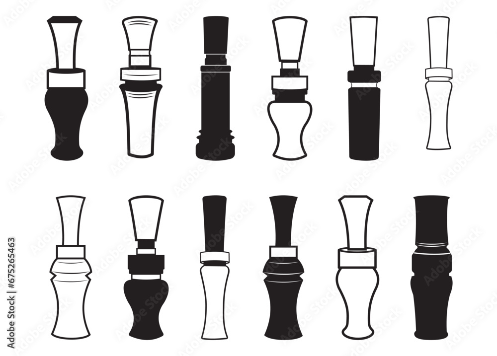 Duck Call vector bundle, Duck Call clipart, Duck Call silhouette. Stock ...