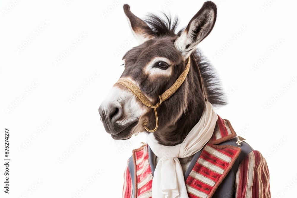 donkey dressed up isolated white background.banner. Generative AI Stock ...