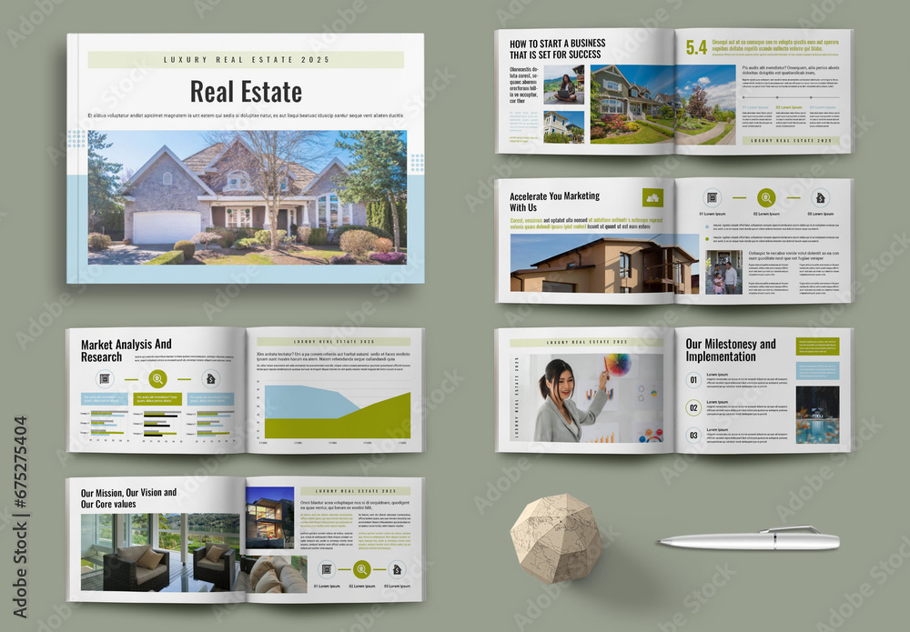 Real Estate Brochure Layout Landscape Stock Template | Adobe Stock