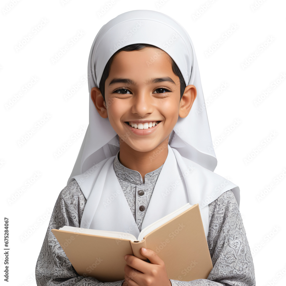 Bright Future: A Happy Islamic Student on transparent background,png ...