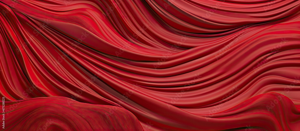 The smooth red drapery with a ai background and an abstract pattern ...