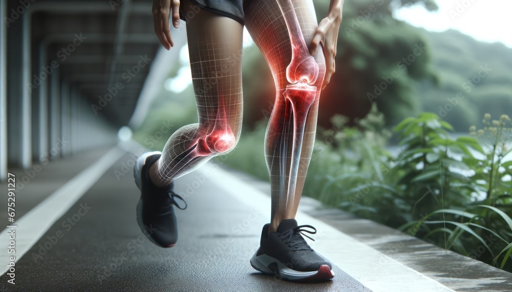 Runner's Knee Pain Highlighting Knee Anatomy Stock Illustration | Adobe ...