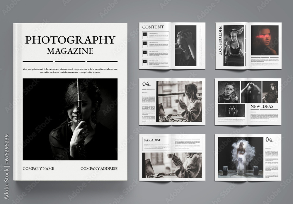Photography Magazine Template Design Layout Stock Template | Adobe Stock