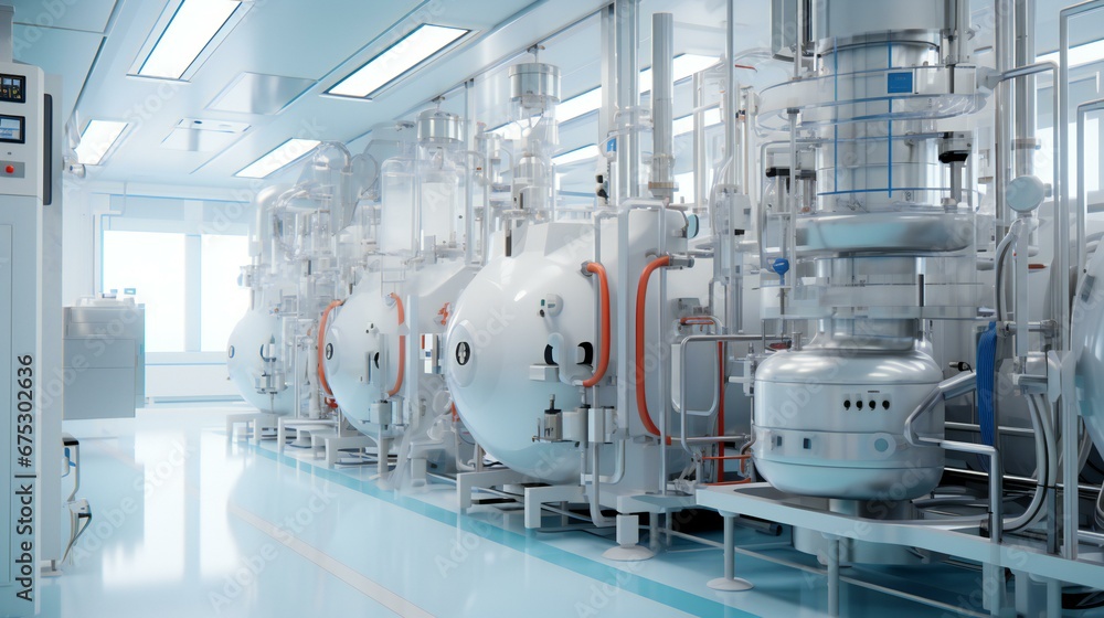 Modern Pharmaceutical Manufacturing Facility with High-Tech Equipment ...