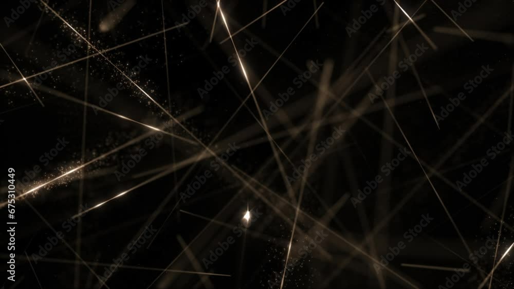 Glowing golden laser beams motion background with shiny exploding ...