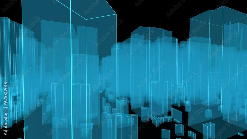 Hologram City buildings.User Interface data display.HUD data. 2GFX ...