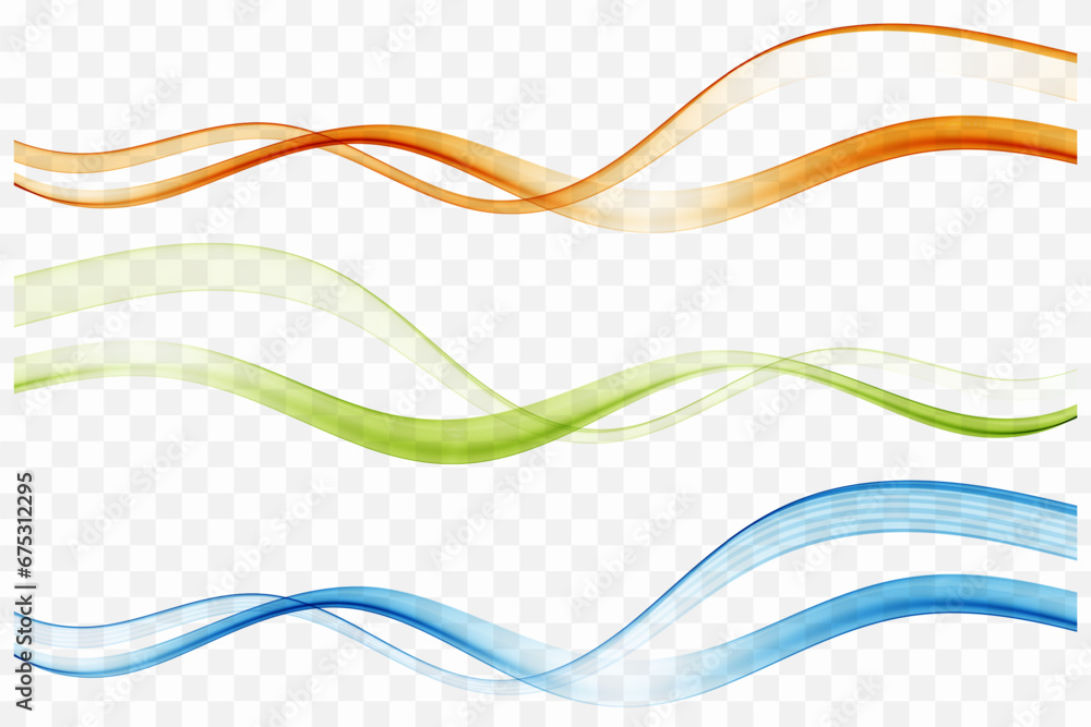 Wave abstract transparent design element. Wave separator set. Stock ...