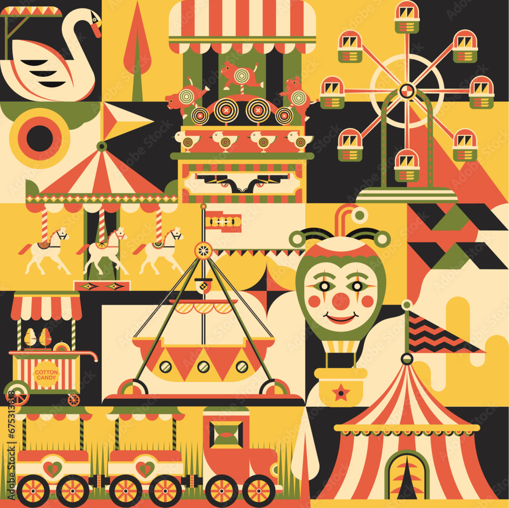 Set Elements Of Amusement Park Perfect For Designs With Amusement Park set-elements-of-amusement-park-perfect-for-designs-with-amusement-park