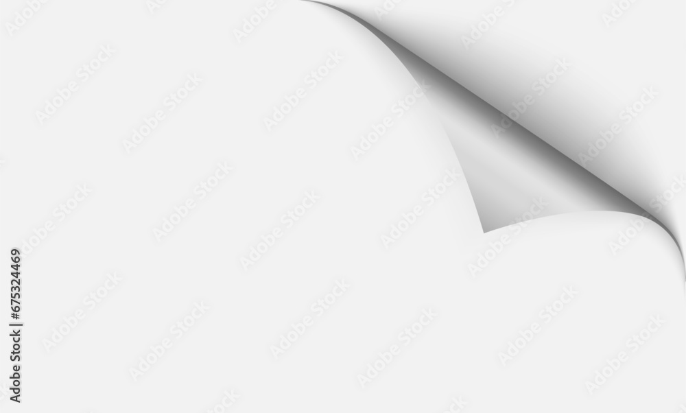 Realistic curls of the corners of a paper page on a transparent ...