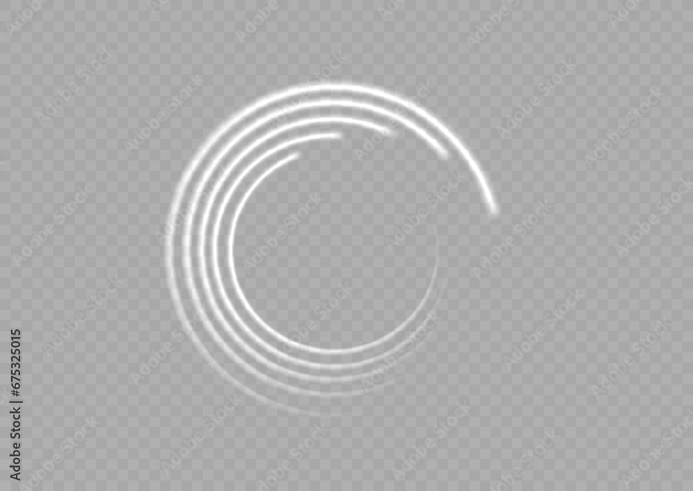 The white circle glows with light on a transparent background. The ...