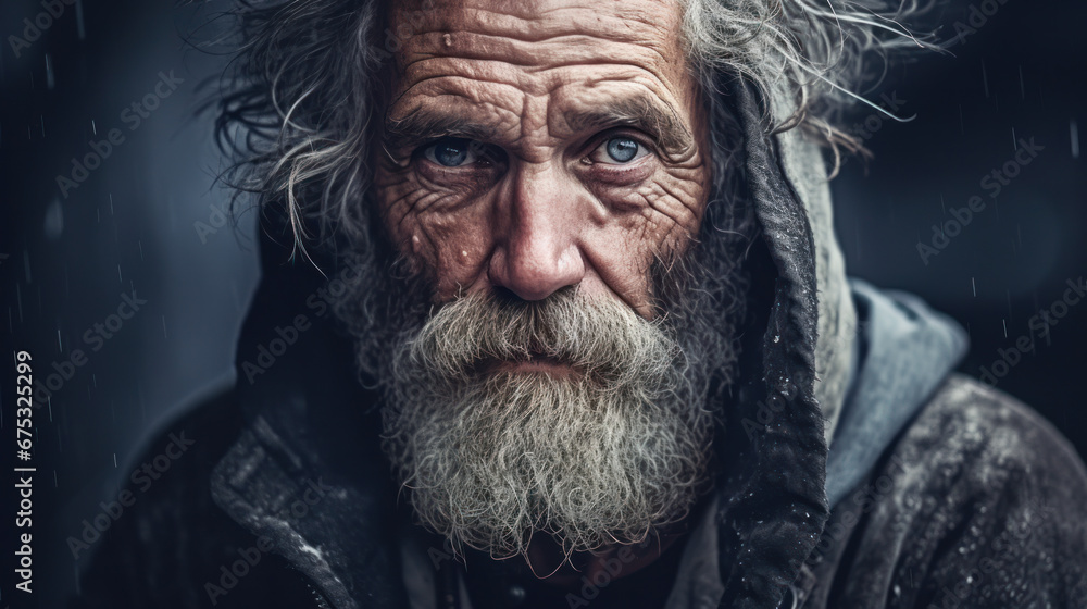 Homeless people. A group of homeless people on the streets light a fire ...