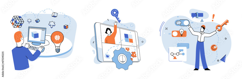 Logical thinking. Vector illustration. Thought is fertile ground where ...