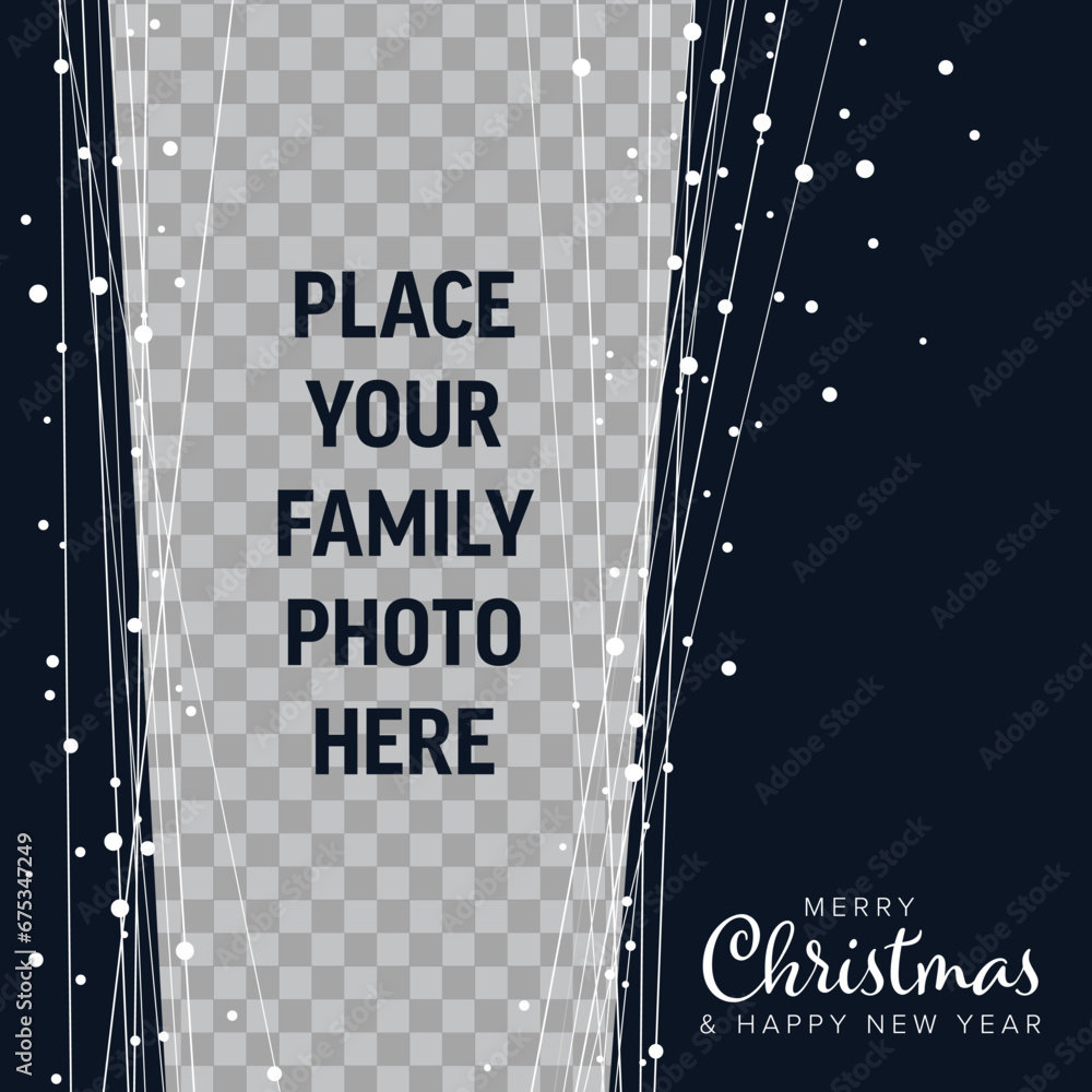 Christmas winter family photo card layout template with stripe Stock ...