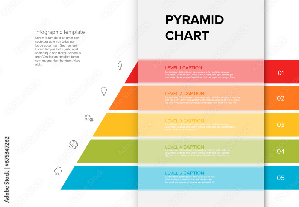 Vector Infographic Pyramid chart diagram template with icons made from ...