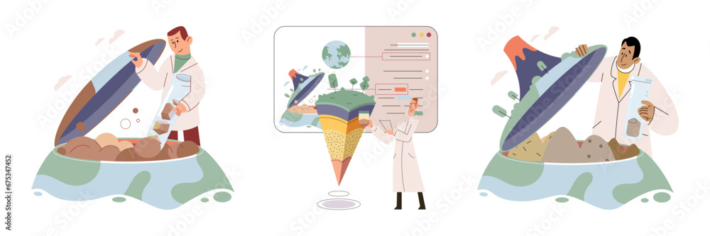 Nature science. Vector illustration. The Earths structure holds clues ...