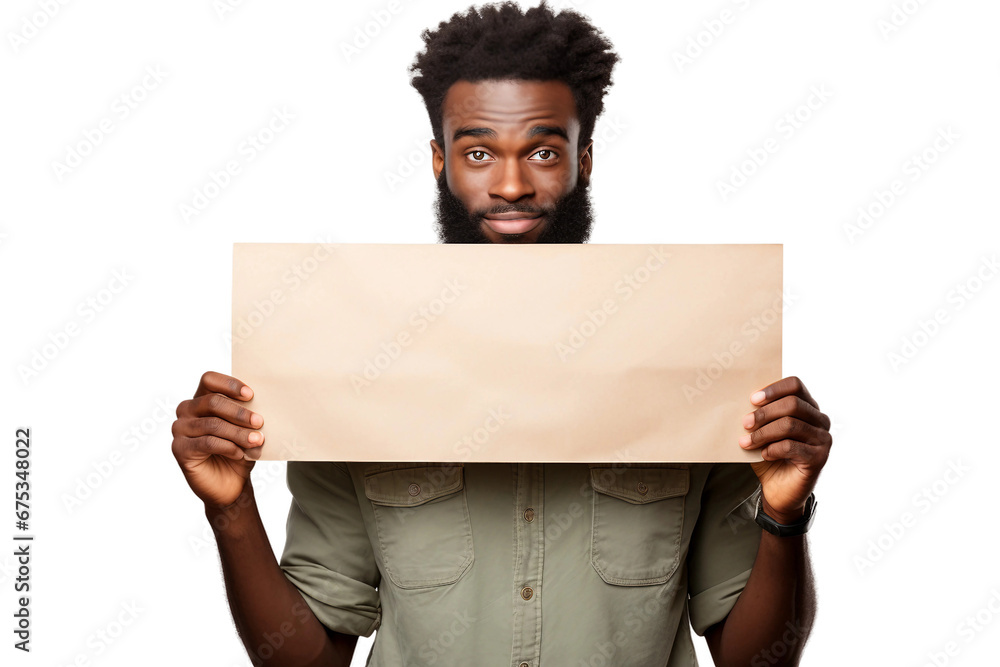 Man Featuring a Poster Isolated on a Transparent Background Stock Photo ...