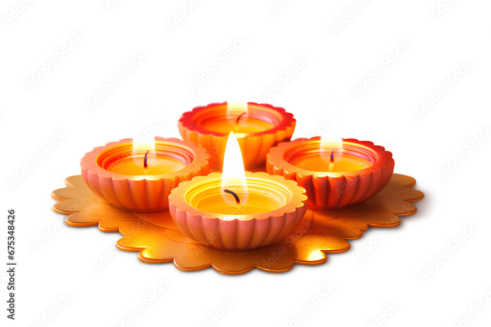 Beautiful colorful Indian Diwali Burning Diye lamp isolated on a ...