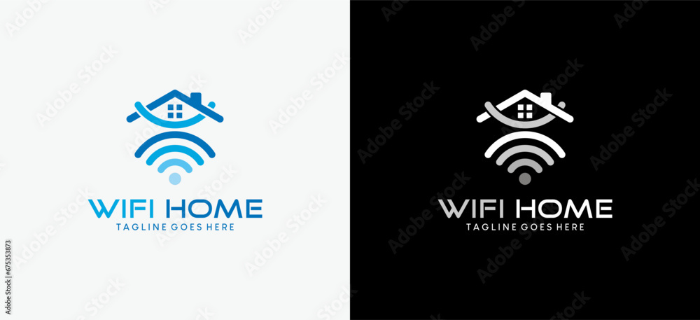 Smart home wifi logo design, vector illustration of internet signal ...