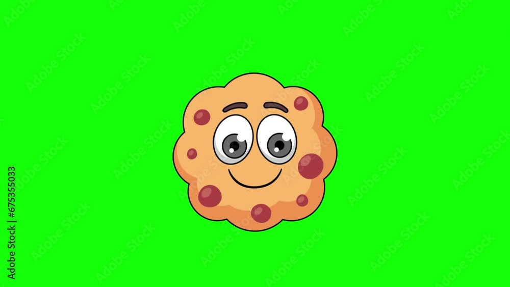 chocolate chip cookie emoticon emoji with a face savoring food, cartoon ...
