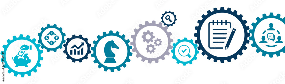 Target goals success banner vector illustration with the icons of ...