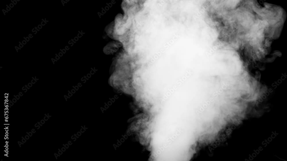 Abstract white smoke animation on a black background. Smoke, steam ...