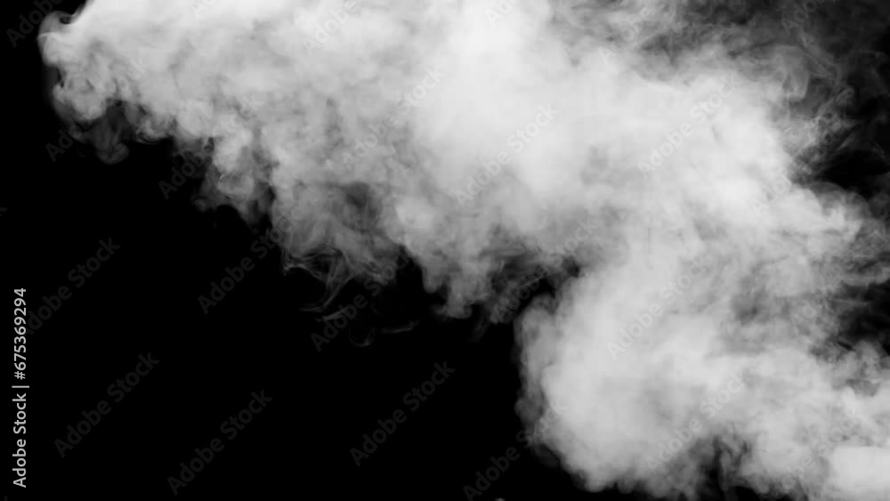 Abstract white smoke animation on a black background. Smoke, steam ...