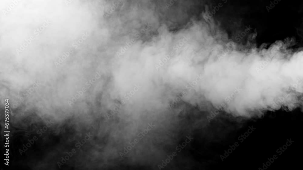 Abstract white smoke animation on a black background. Smoke, steam ...