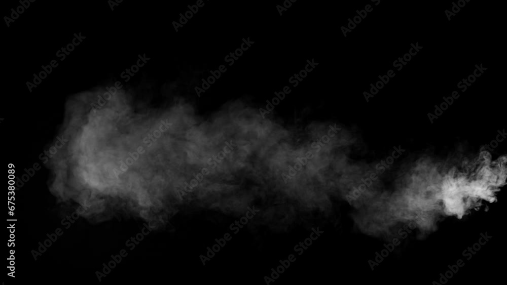 Abstract white smoke animation on a black background. Smoke, steam ...