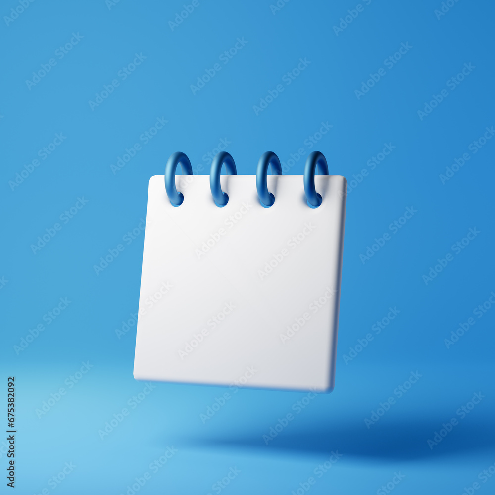 Blank notepad paper isolated over blue background. Mockup template. 3D ...