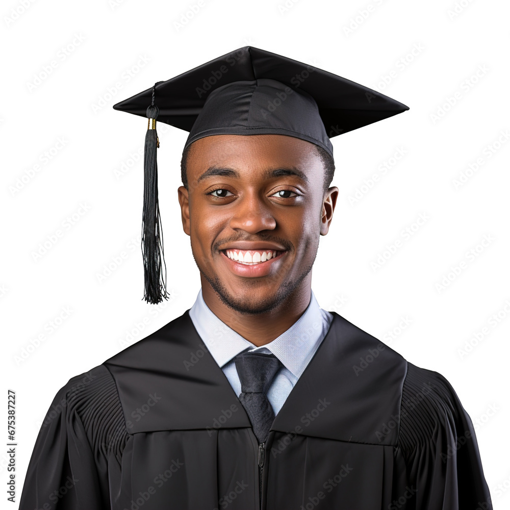 closed up of a graduating university student male smiling, wearing a ...