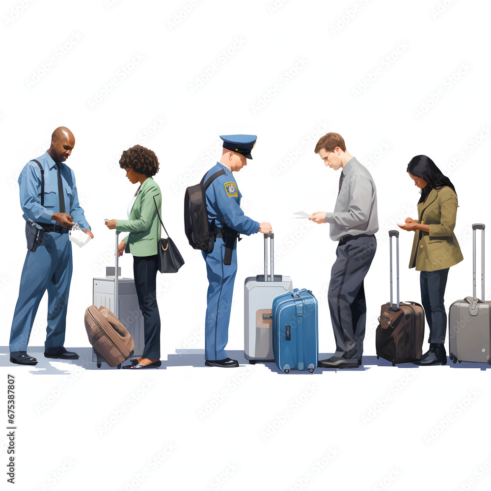 passengers clearing customs isolated on white background, png Stock ...