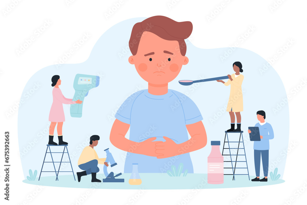 Stomach disease and digestive tract problems in child vector ...