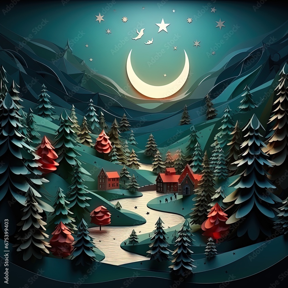 Experience the enchantment of a snowy scene in this artful digital ...